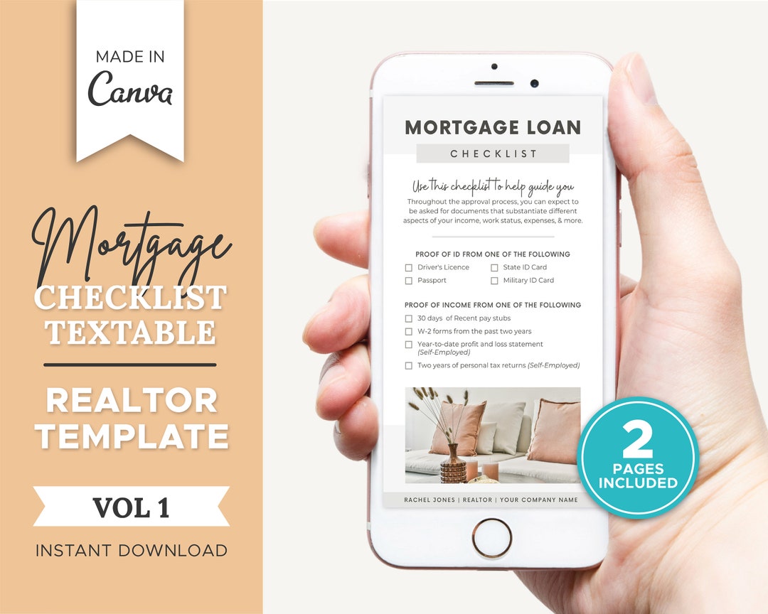 Textable Mortgage Loan Document Checklist | Realtor Business Card ...