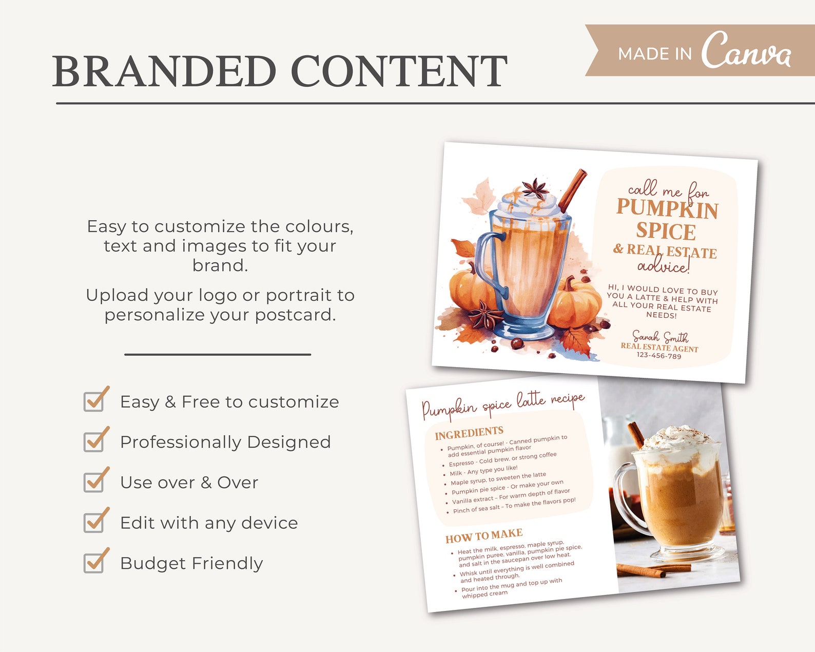 Real Estate Fall Pumpkin Spice Postcard | Real Estate Marketing | Fall ...