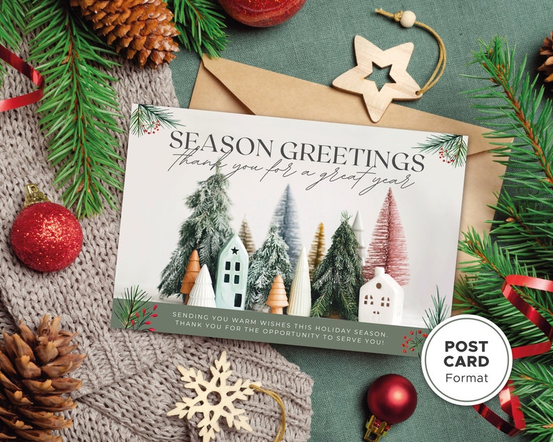 Real Estate Holiday Greeting Postcard | Real Estate Christmas Card ...