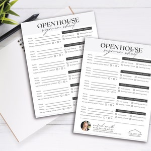 Open House Sign-in Sheet & Welcome Sign | Real Estate Marketing ...
