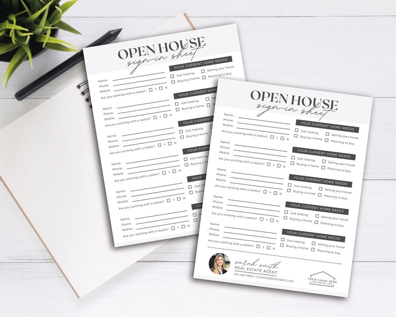 Open House Sign-in Sheet & Welcome Sign | Real Estate Marketing ...