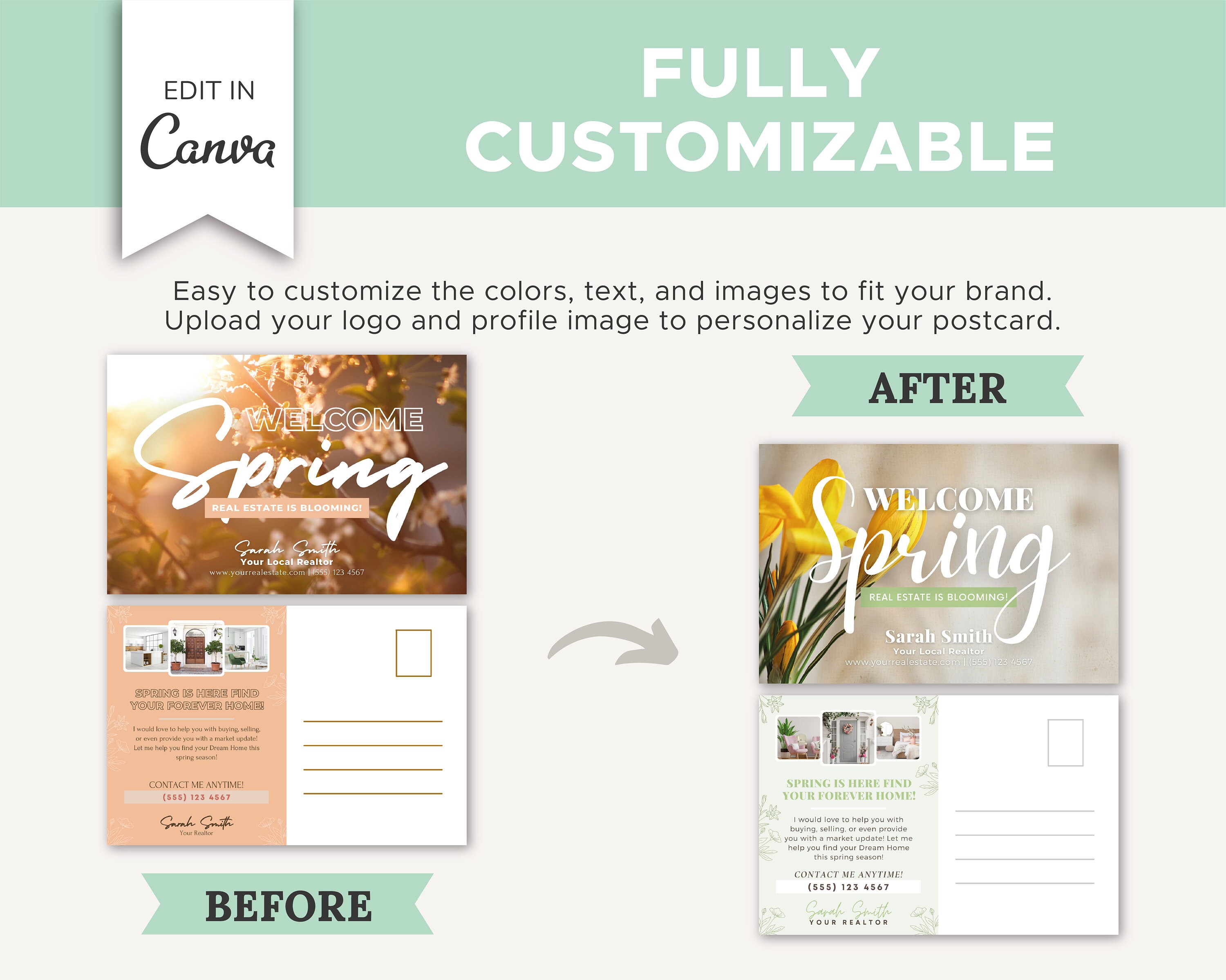 Spring Real Estate Postcard V2 Real Estate Spring Marketing | Etsy