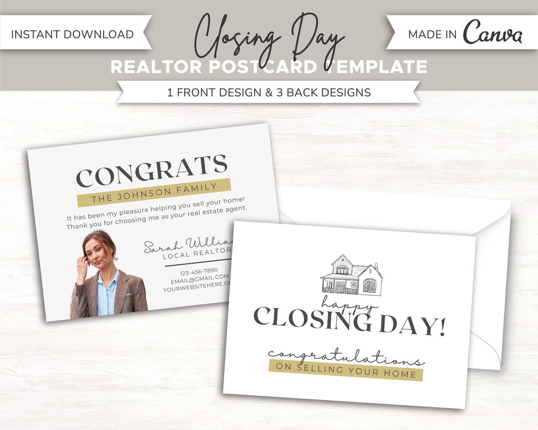 Closing Day Gift Card | Real Estate Closing Gift | Real Estate Thank ...