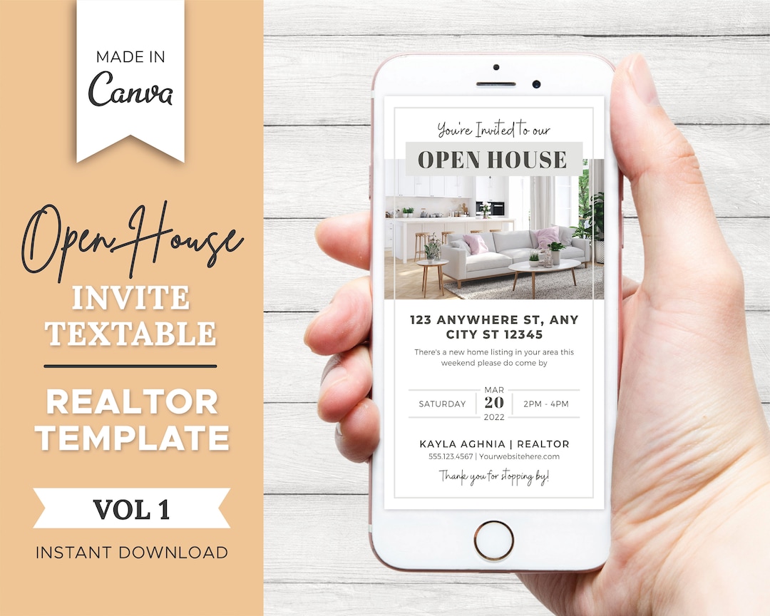Textable Open House Invite | Real Estate Business Card | Real Estate ...