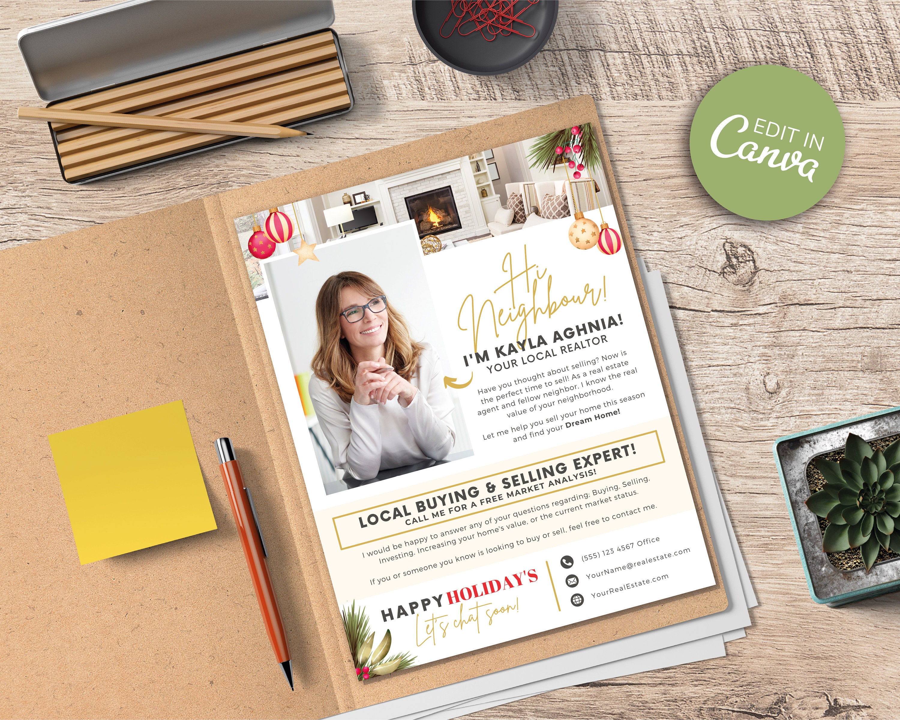 Christmas Real Estate Flyer Realtor Hello Neighbor Letter - Etsy