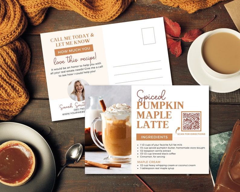 Fall Real Estate Postcard Bundle | Fall Recipe Postcard Template | Real ...