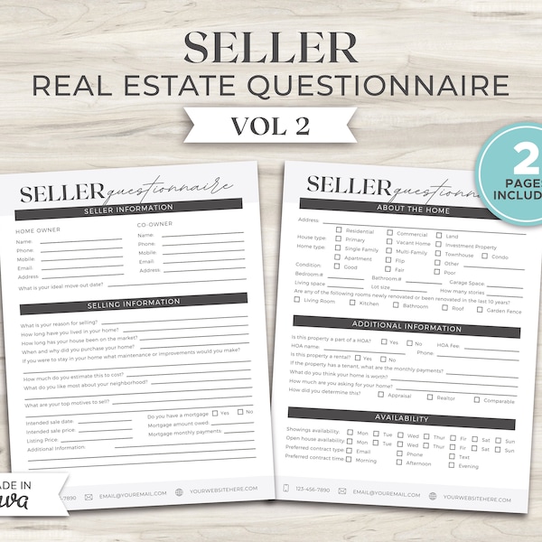 Real Estate Intake Form Template - Etsy