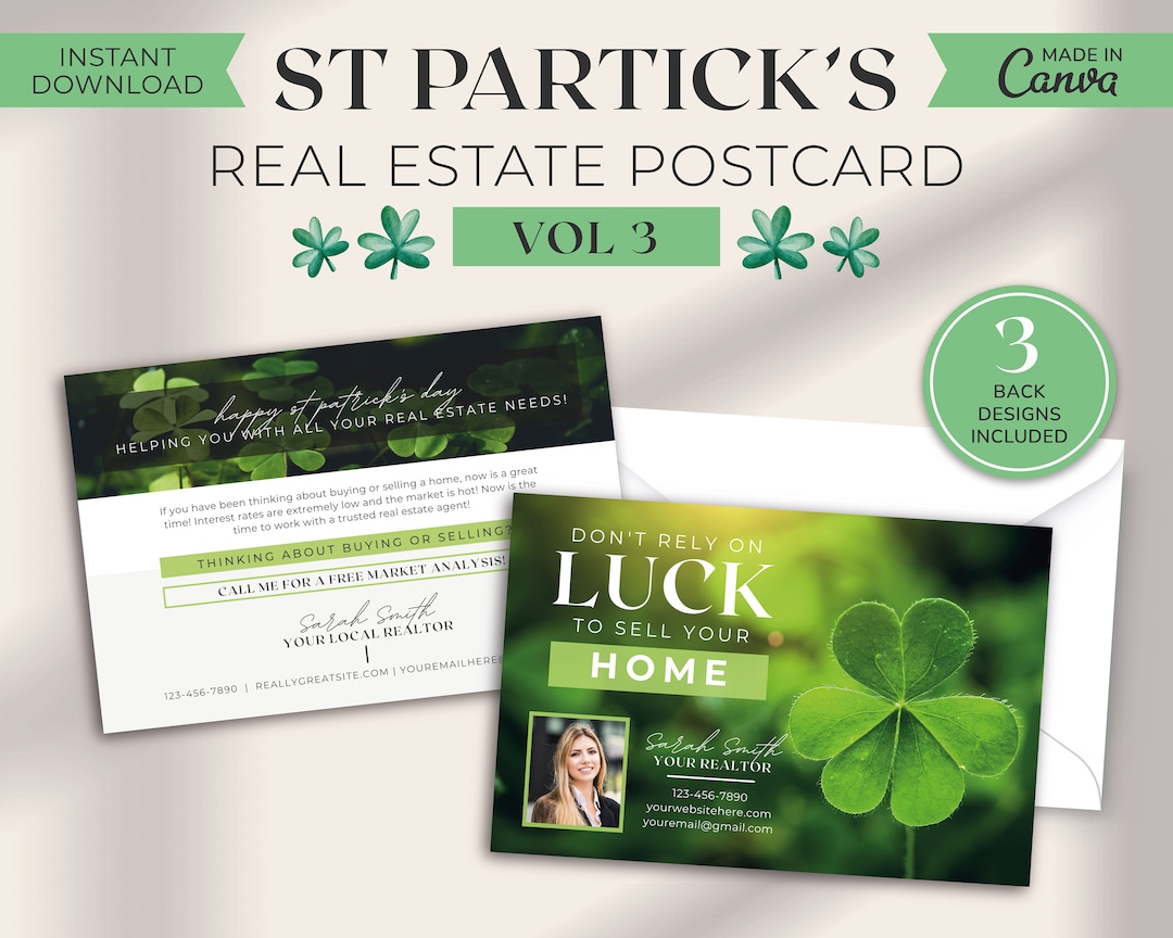 St Patrick's Day Real Estate Postcard | Real Estate Marketing | St ...