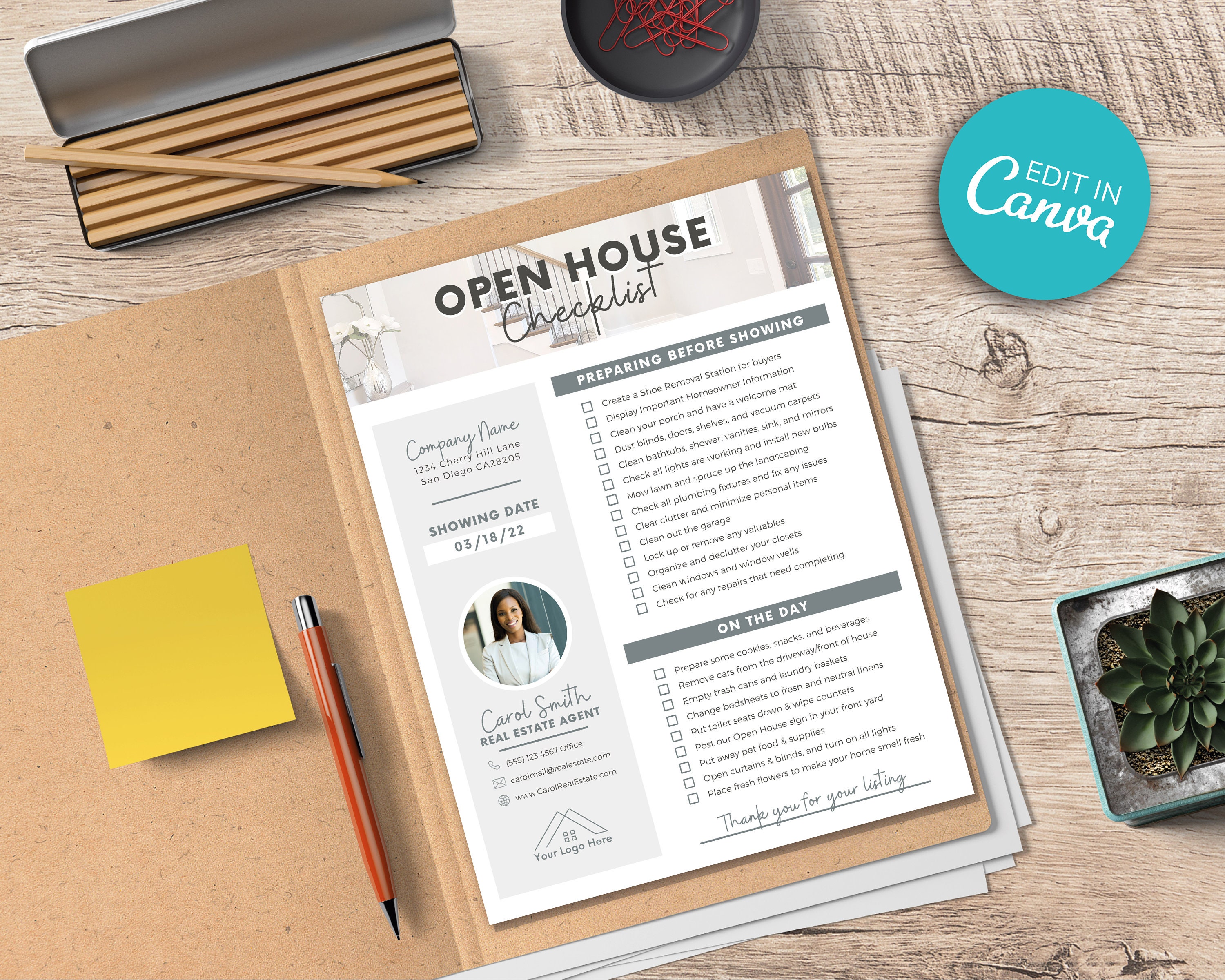 Real Estate Open House Checklist Real Estate Marketing | Etsy