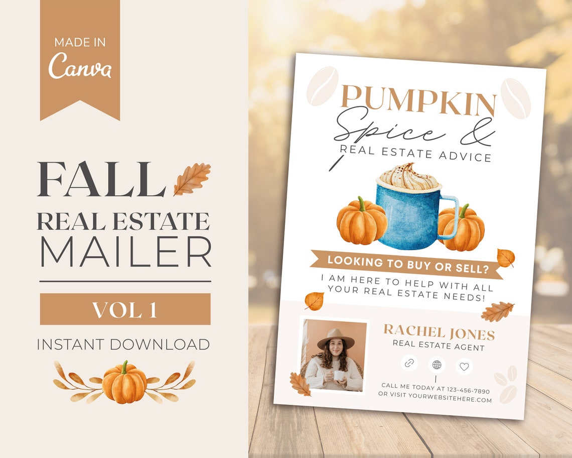 Fall Real Estate Mailer | Real Estate Fall Postcard | Pumpkin Mailer ...
