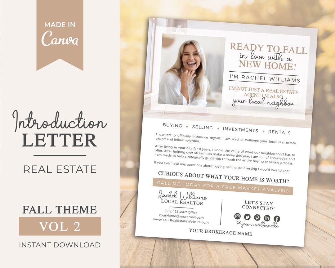 Fall Real Estate Introduction Flyer | Realtor Hello Neighbor Letter ...