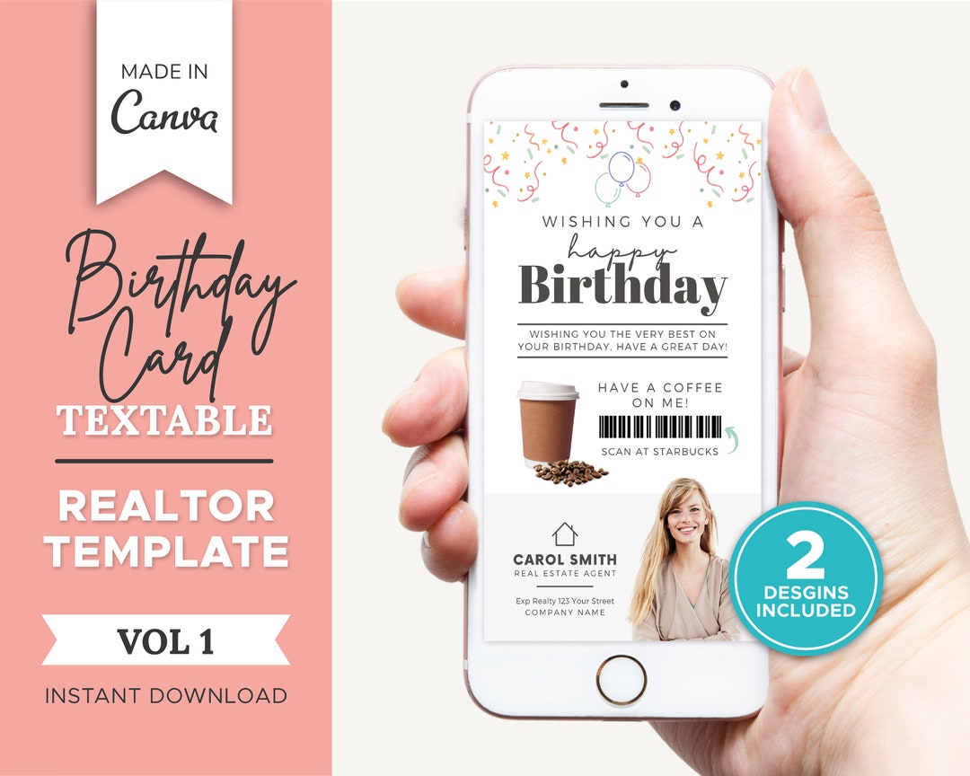 Textable Birthday Card | Real Estate Business Card | Real Estate ...