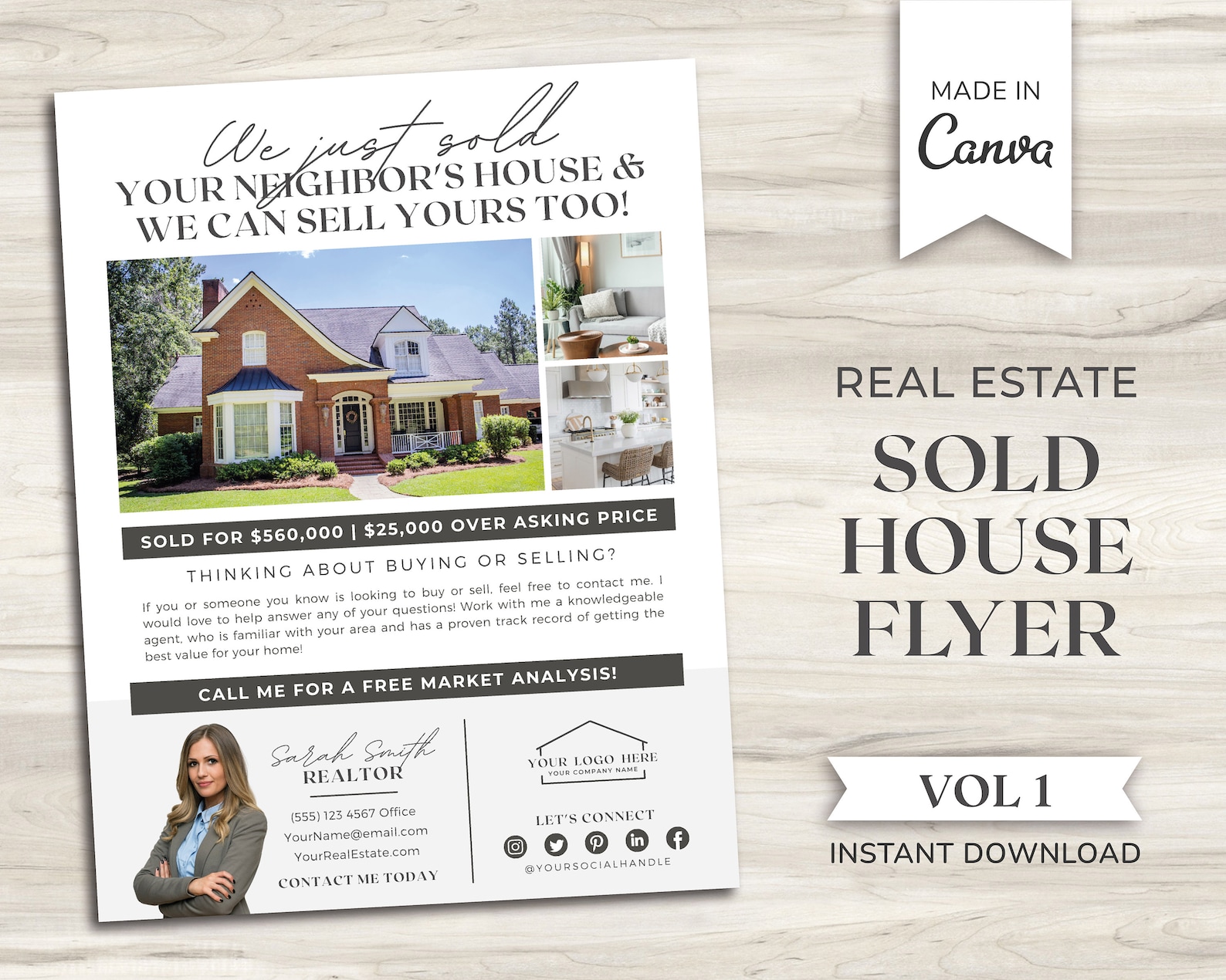 Real Estate Sold Neighbor's House Flyer | Just Sold Letter | Real ...