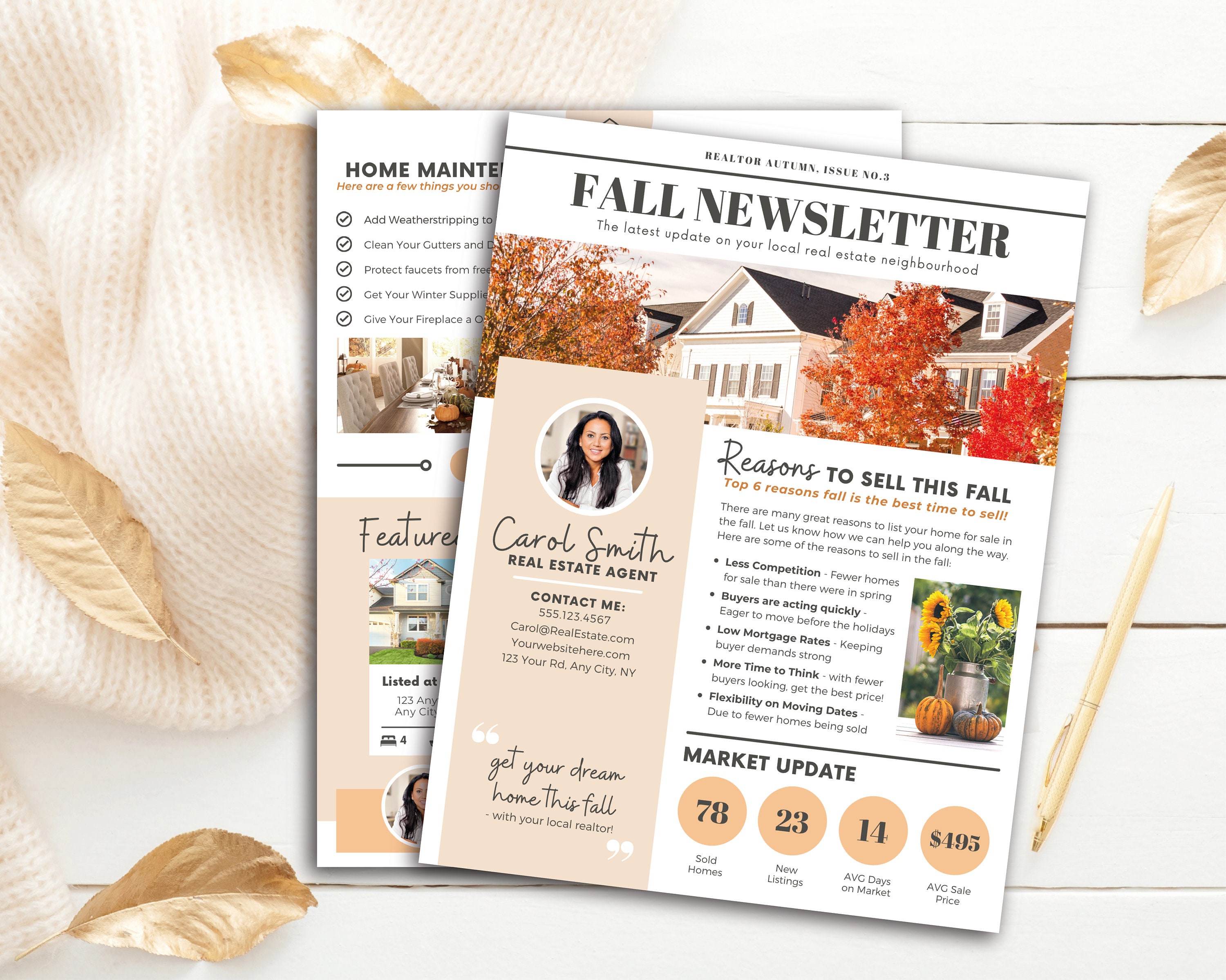 Real Estate Fall Newsletter Real Estate Fall Marketing - Etsy