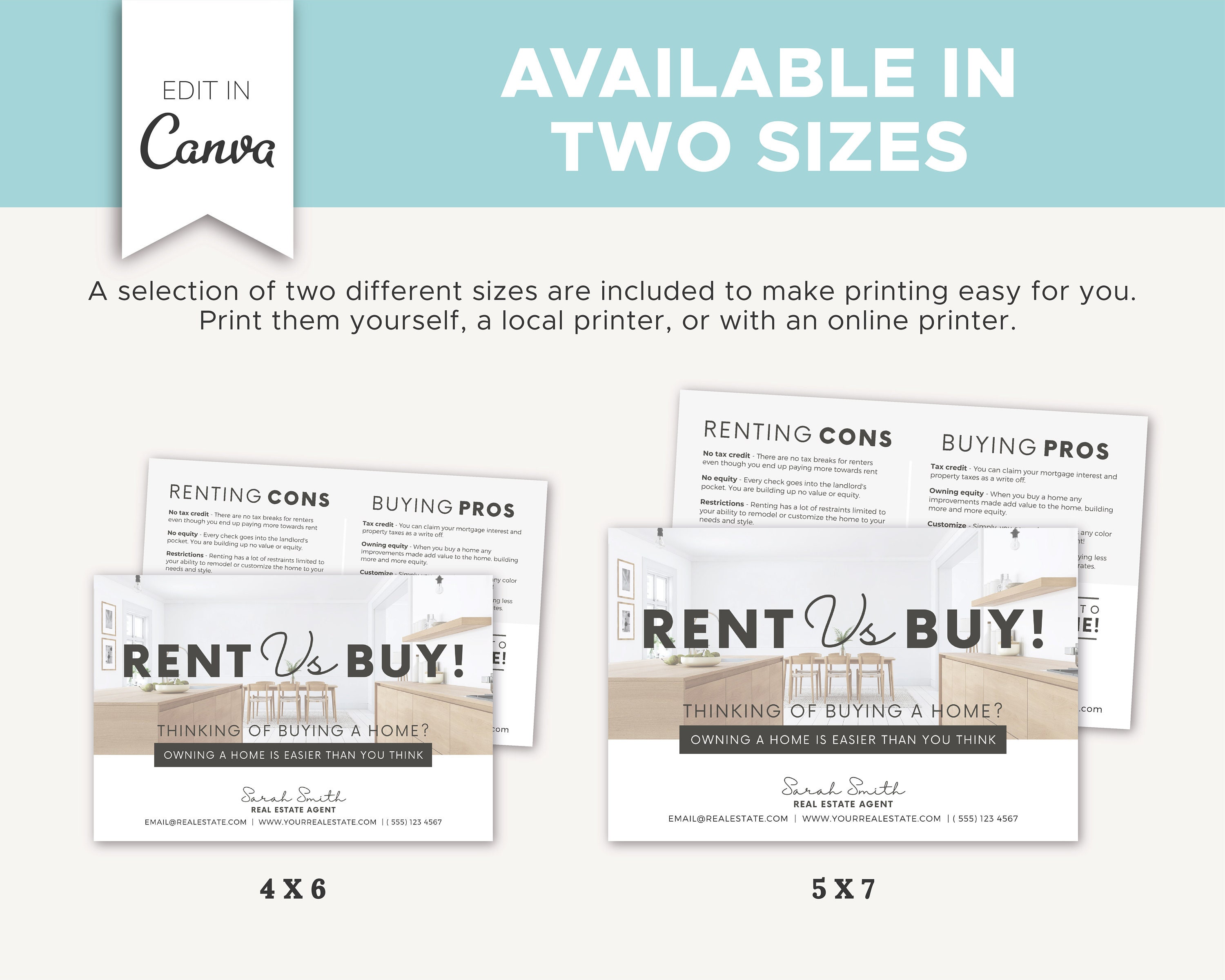 Real Estate Renting Vs Buying Bundle Renting Template - Etsy