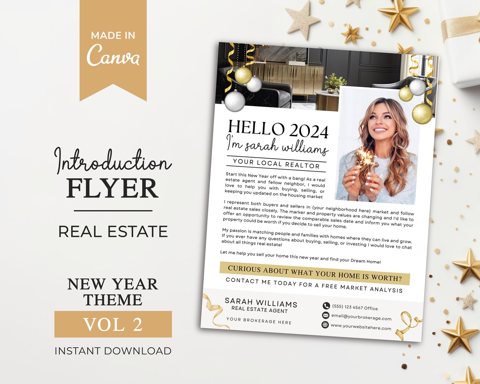 New Year Real Estate Intro Flyer | Realtor Hello Neighbor Flyer | New ...