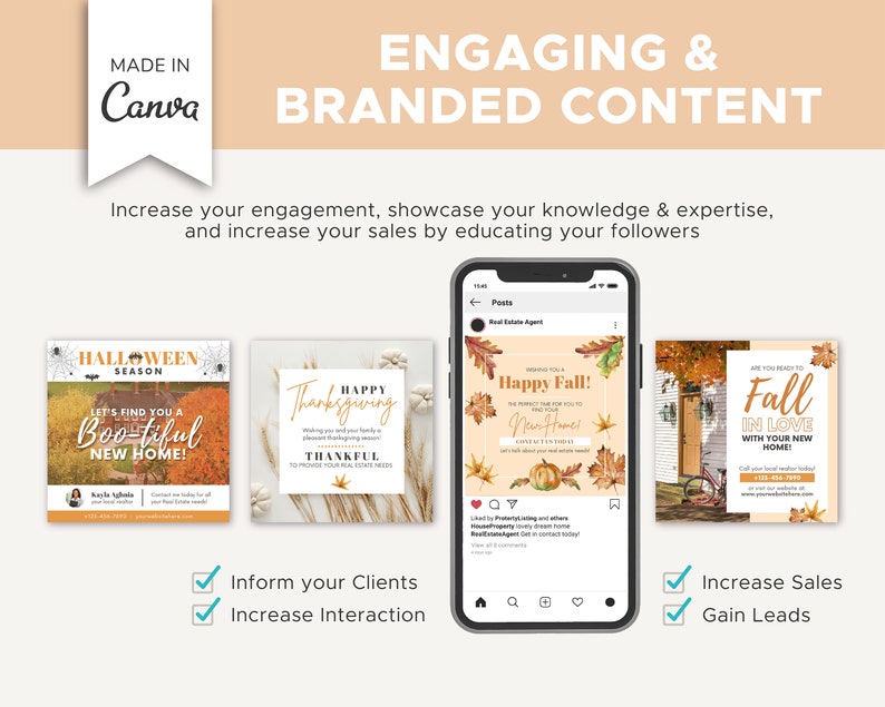 14 Fall Realtor Instagram Posts | Real Estate Social Media Templates ...