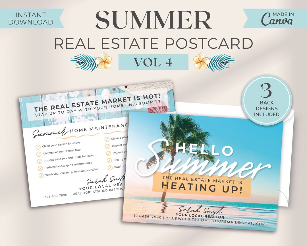 Real Estate Summer Postcard | Real Estate Marketing | Summer Card ...