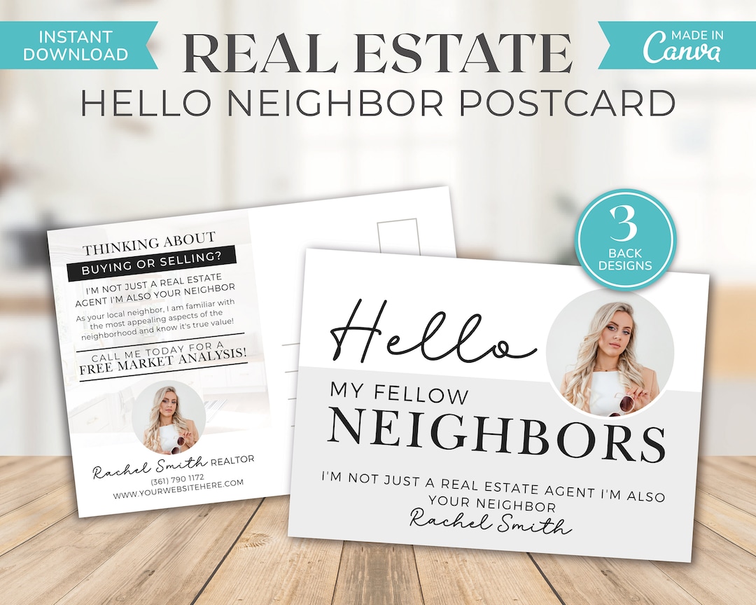 Real Estate Postcard | Hello Neighbor Postcard | Farming Postcard ...