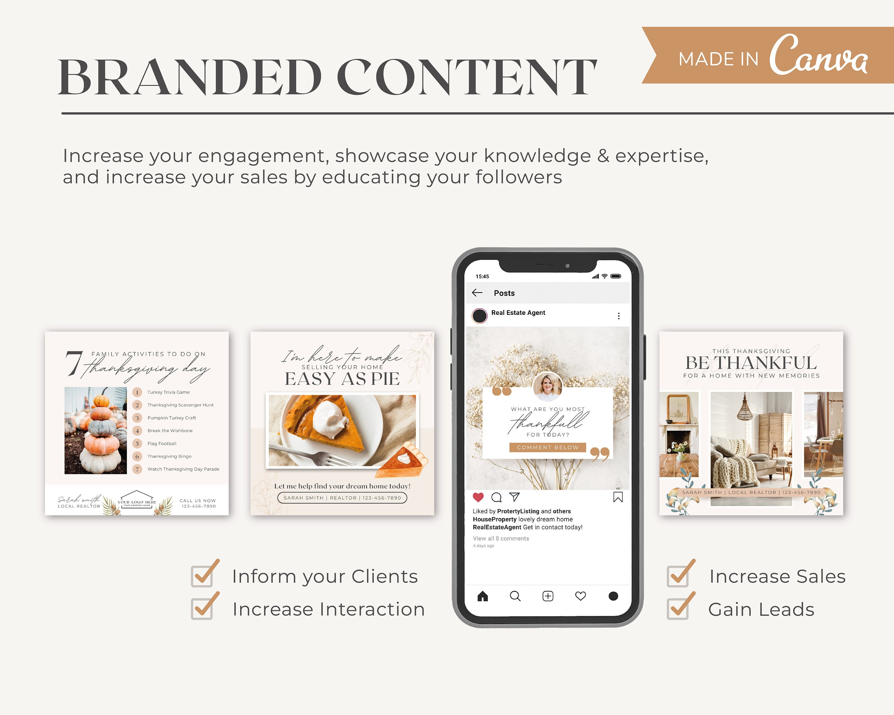 10 Thanksgiving Realtor Instagram Posts Real Estate Social - Etsy