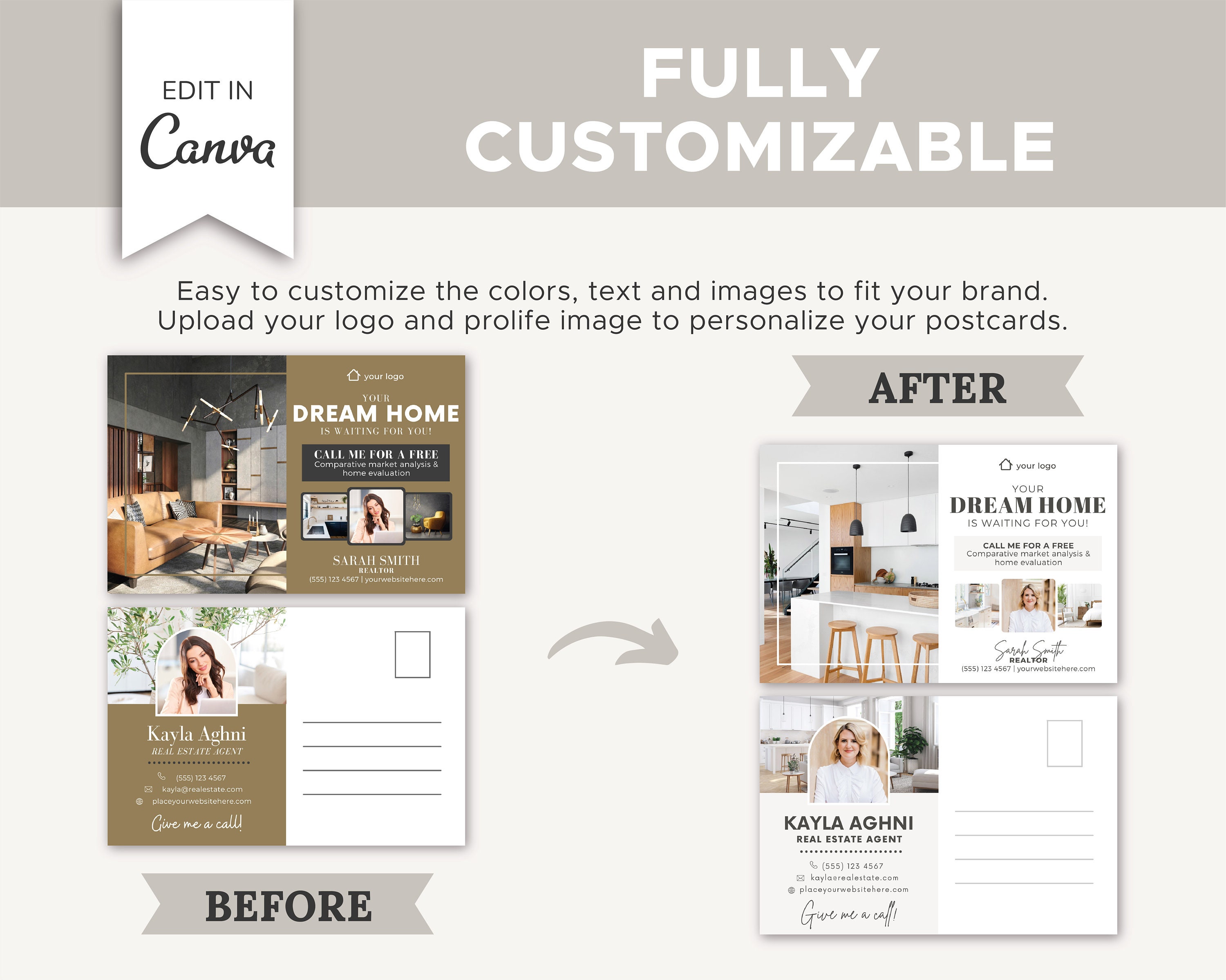 13 General Real Estate Postcards | Postcard Bundle Template | Real ...