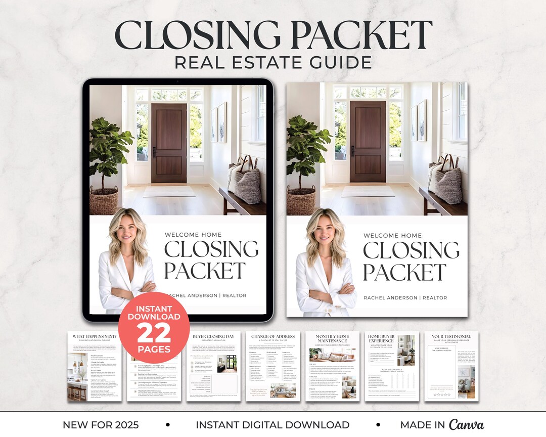 Real Estate Closing Day Binder | New Homeowner Welcome Packet | Real ...