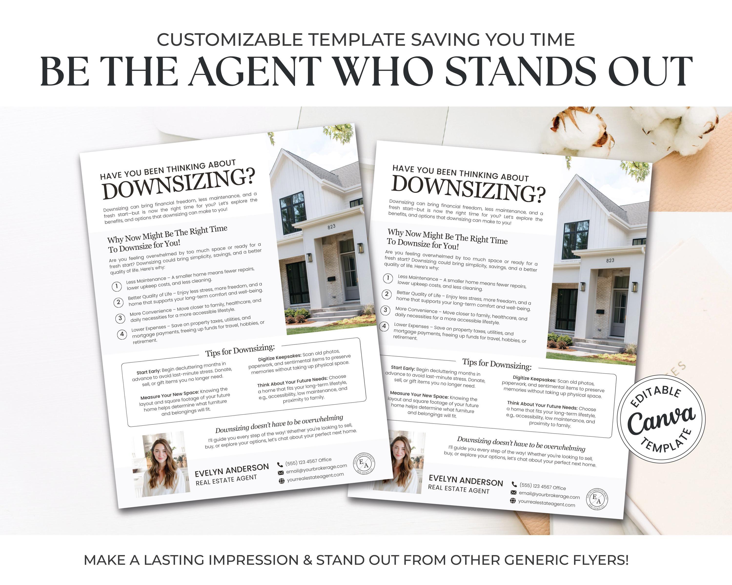 Downsizing Real Estate Marketing Flyer: Home Selling Flyer Canva ...