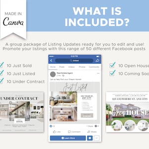 50 Listing Updates Facebook Posts | Real Estate Social Media Templates ...