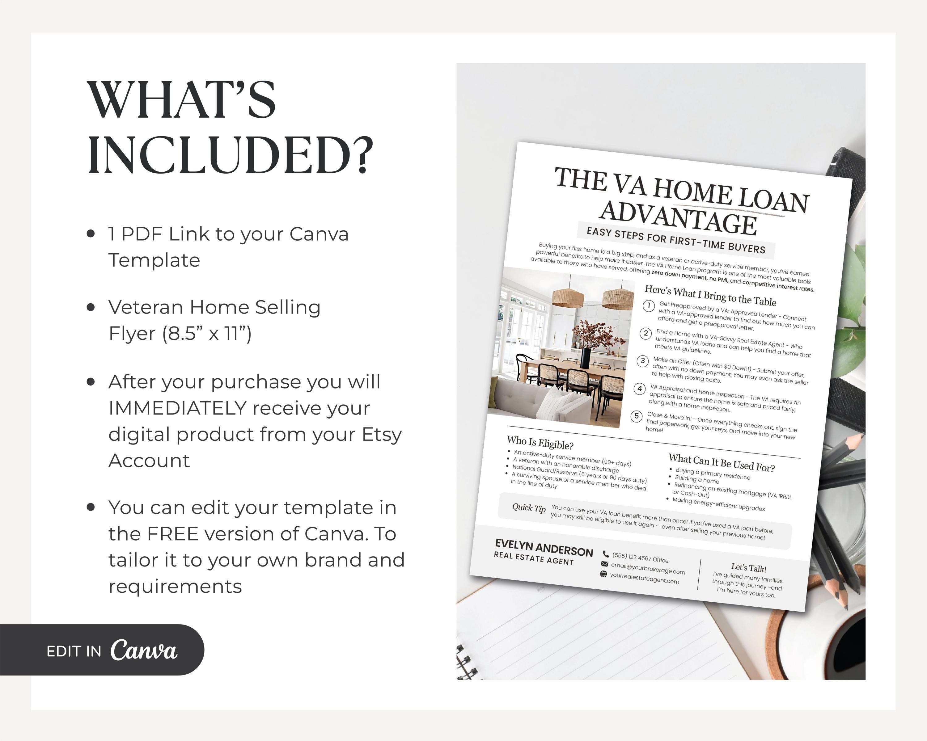 VA Home Loan Flyer | Real Estate Marketing | Military Veteran Real ...