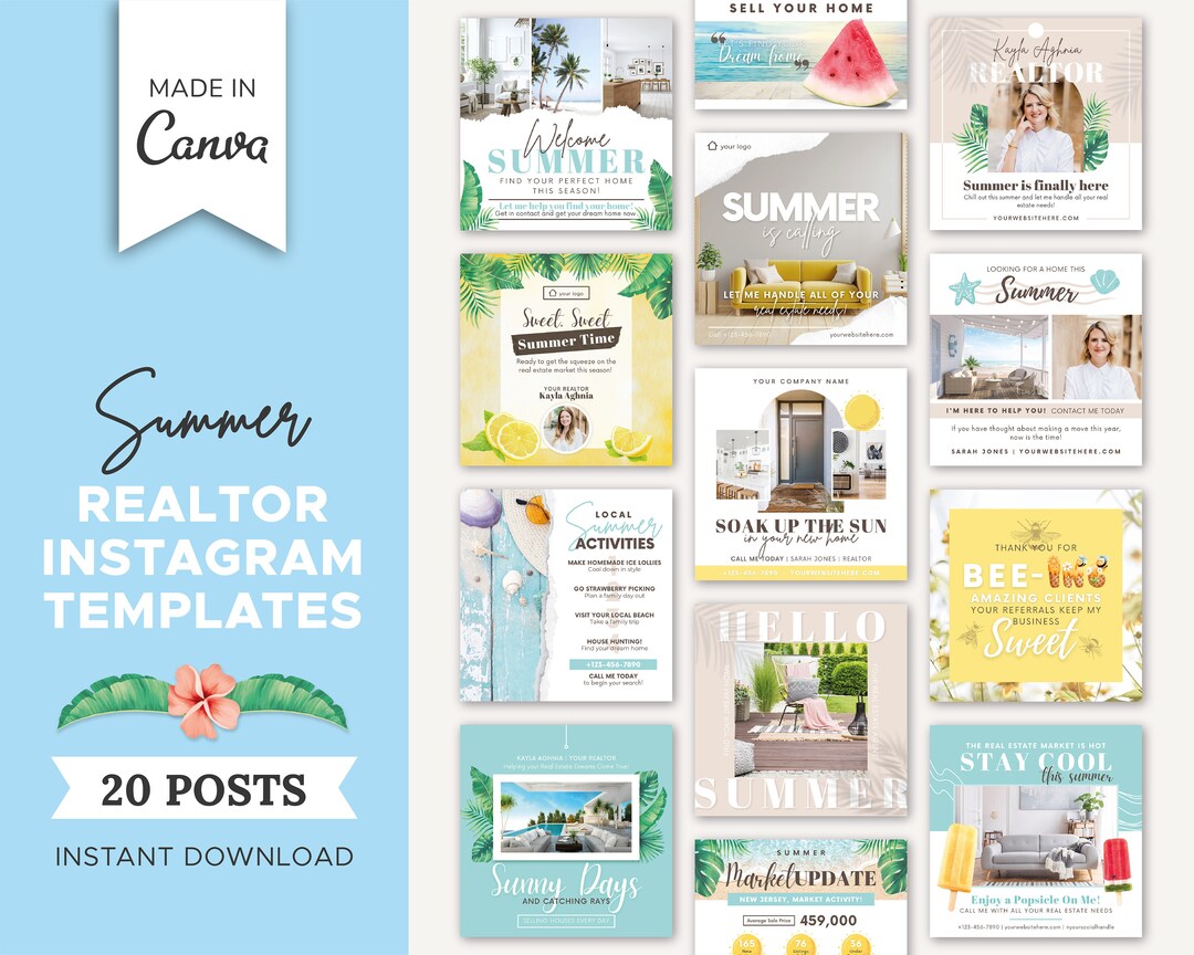 20 Summer Realtor Instagram Posts | Real Estate Social Media Templates ...