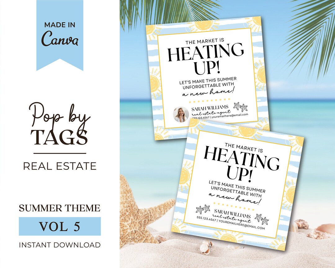 Realtor Summer Gift Tags | Real Estate Heating up Pop by Tags | Summer ...