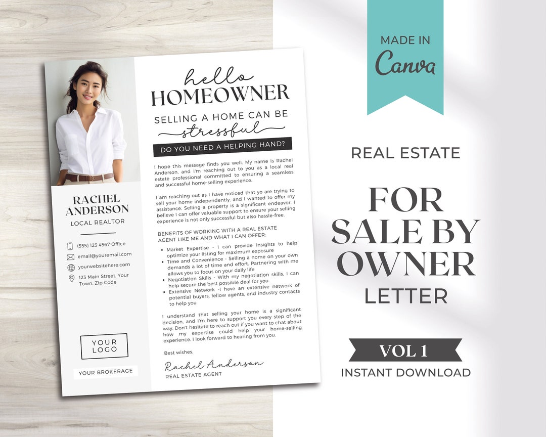 Real Estate FSBO Flyer | for Sale by Owner Letter | Farming Flyer ...