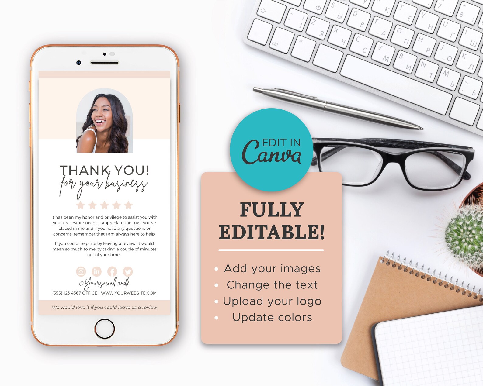 Client Review Request Textable Card V2 Real Estate Agent - Etsy