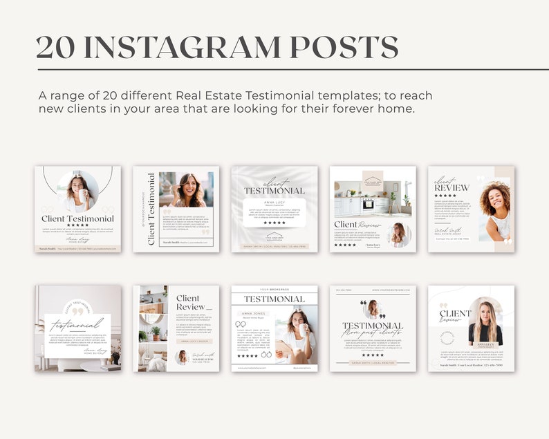 20 Testimonial Real Estate Instagram Posts | Client Review | Real ...