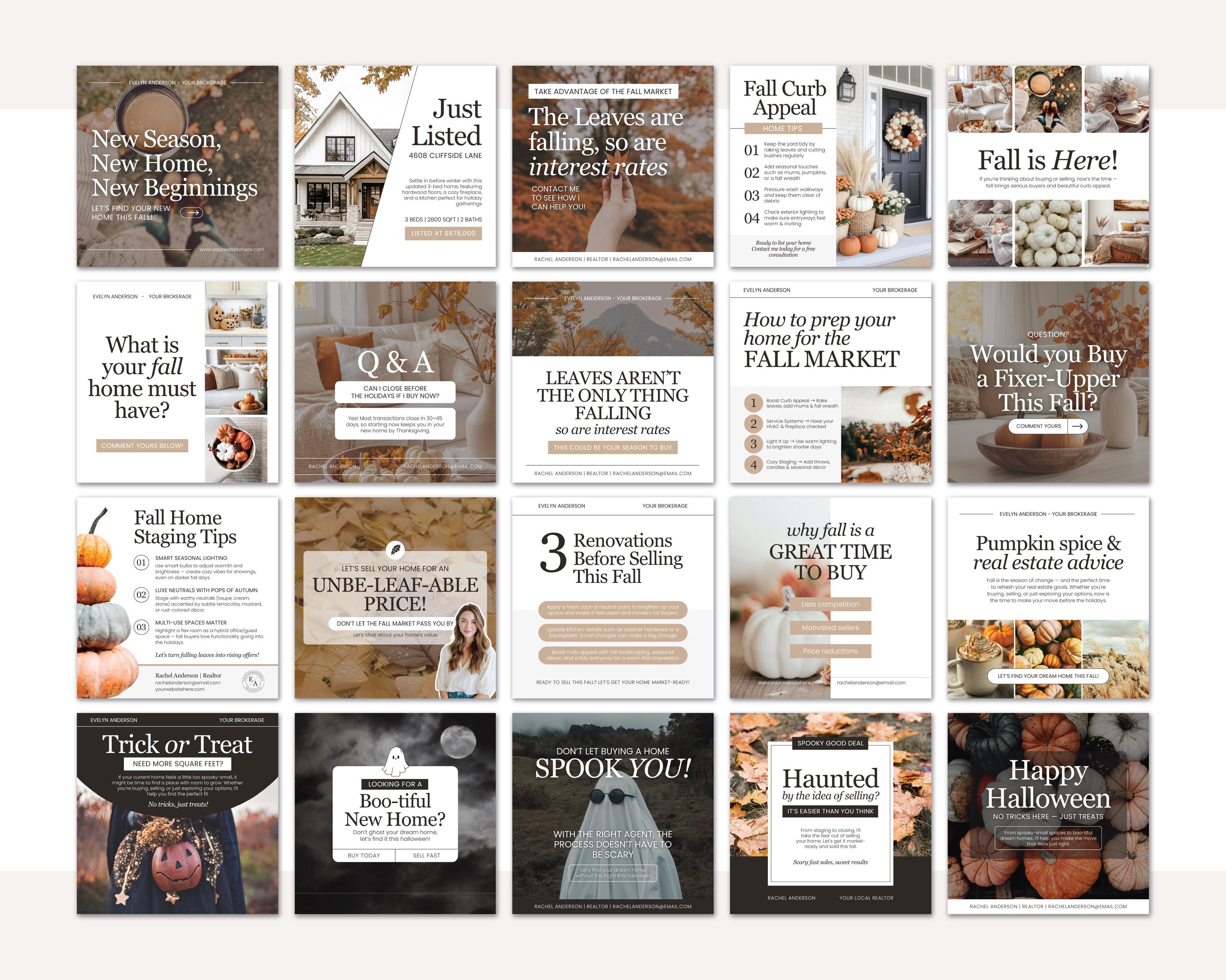 Fall Real Estate Instagram Posts | Real Estate Social Media | October ...