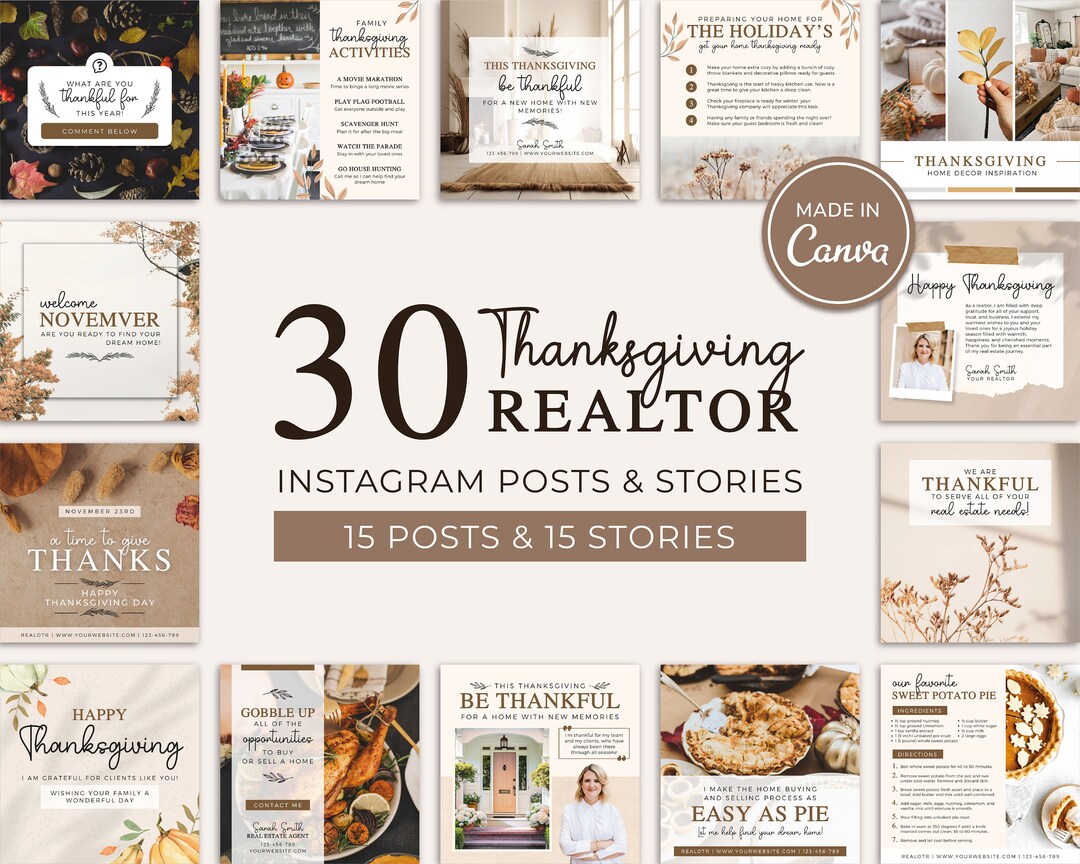 Real Estate Thanksgiving Instagram Posts | Real Estate Social Media ...