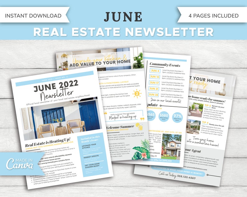 Real Estate June Newsletter Real Estate Marketing Realtor - Etsy