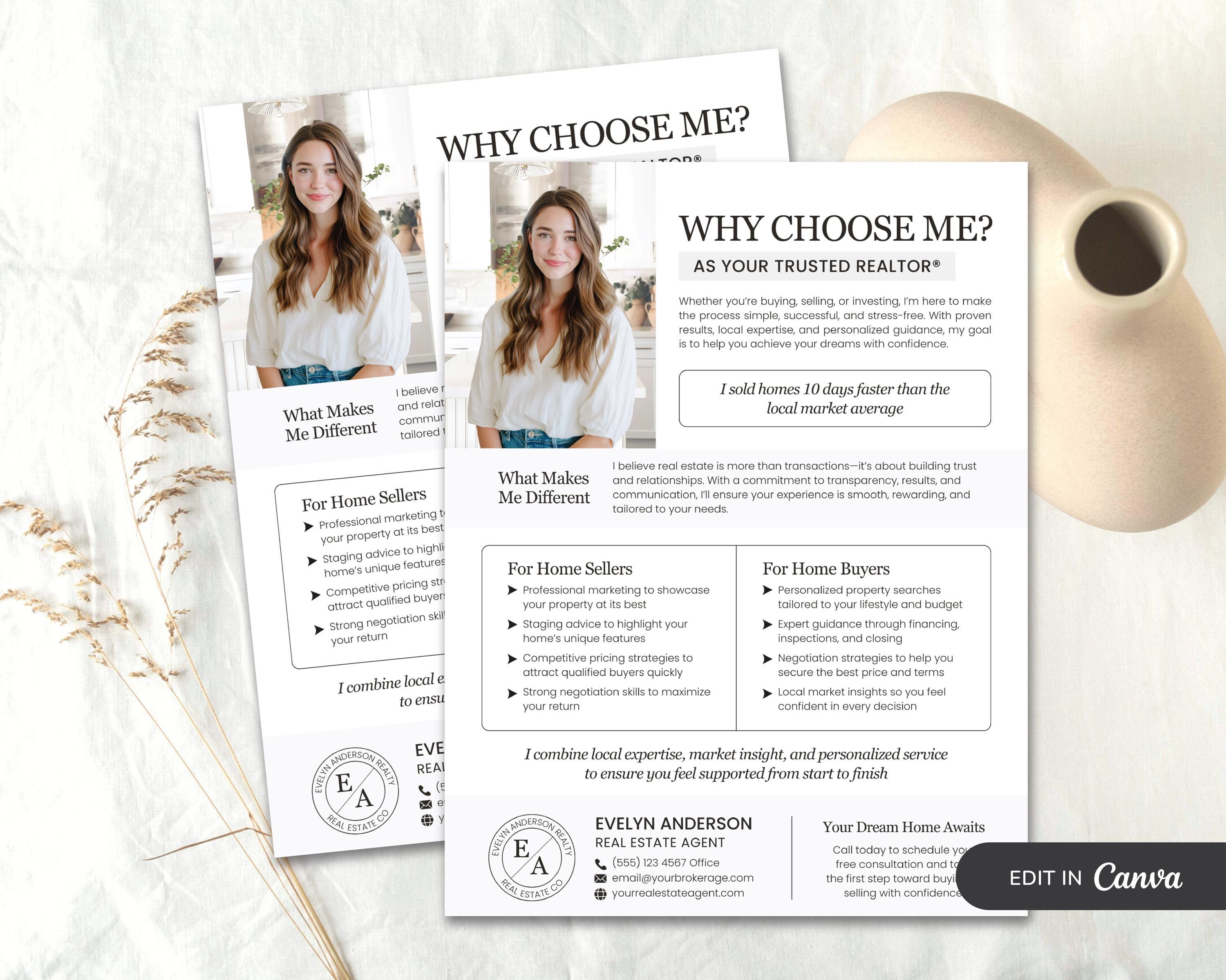 Real Estate Agent Introduction Flyer: Why Choose Me Realtor Marketing ...