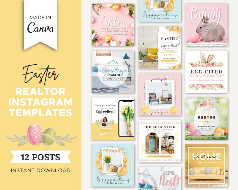 12 Easter Realtor Instagram Posts Real Estate Social Media - Etsy