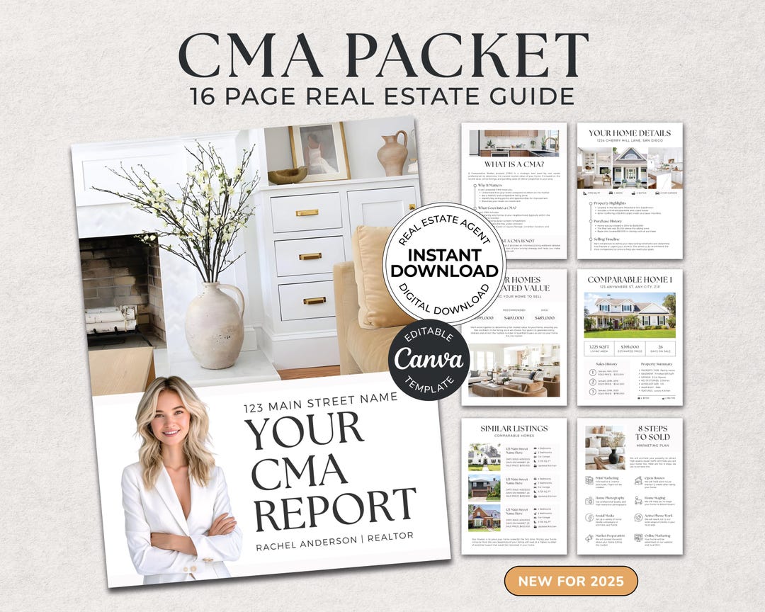 Real Estate CMA Packet | Comparative Market Analysis | Real Estate Marketing | CMA Report ...