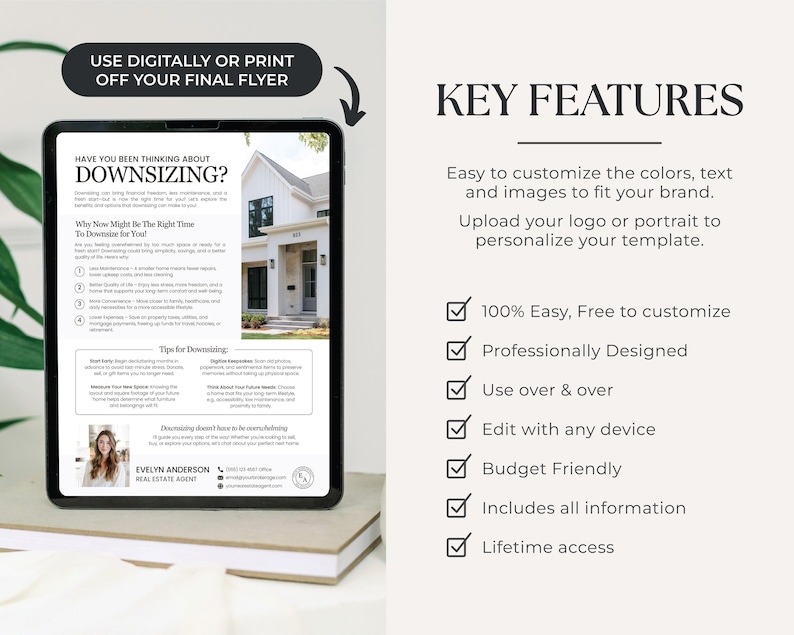 Downsizing Real Estate Marketing Flyer: Home Selling Flyer Canva ...