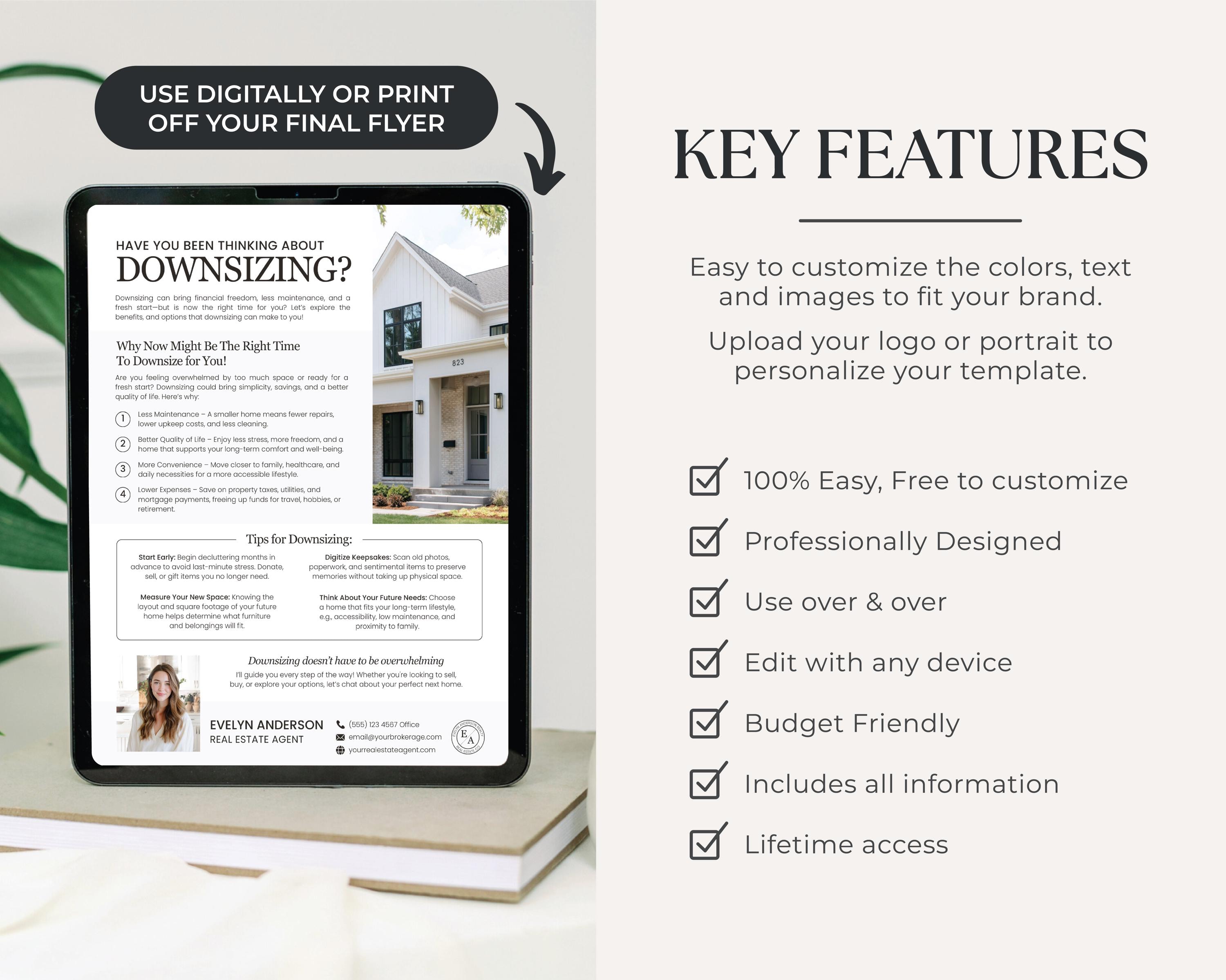 Downsizing Real Estate Marketing Flyer: Home Selling Flyer Canva ...