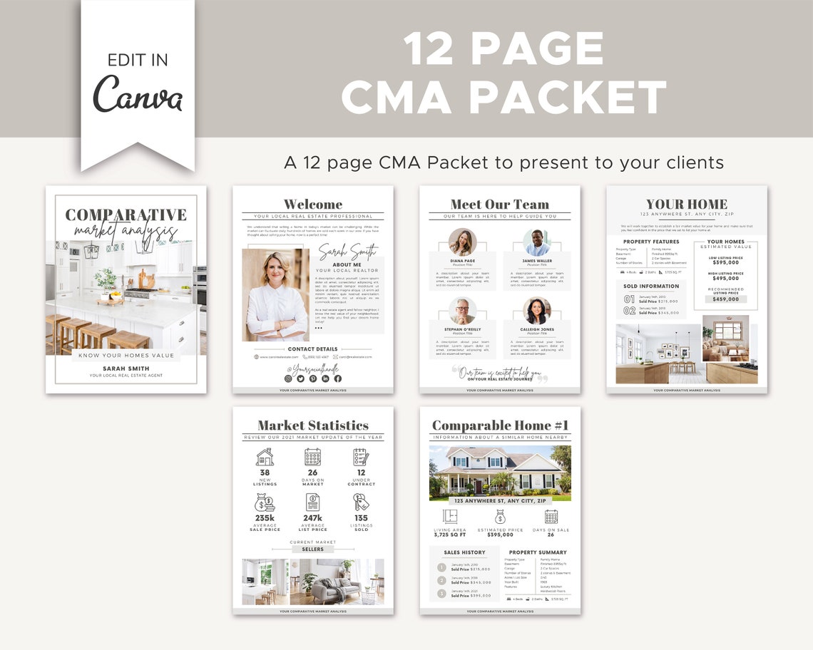 Real Estate CMA Packet Comparative Market Analysis Real - Etsy