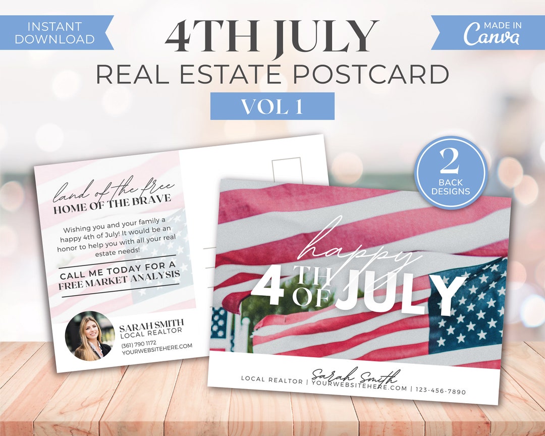 Real Estate 4th of July Postcard | Real Estate Marketing | Summer Card ...