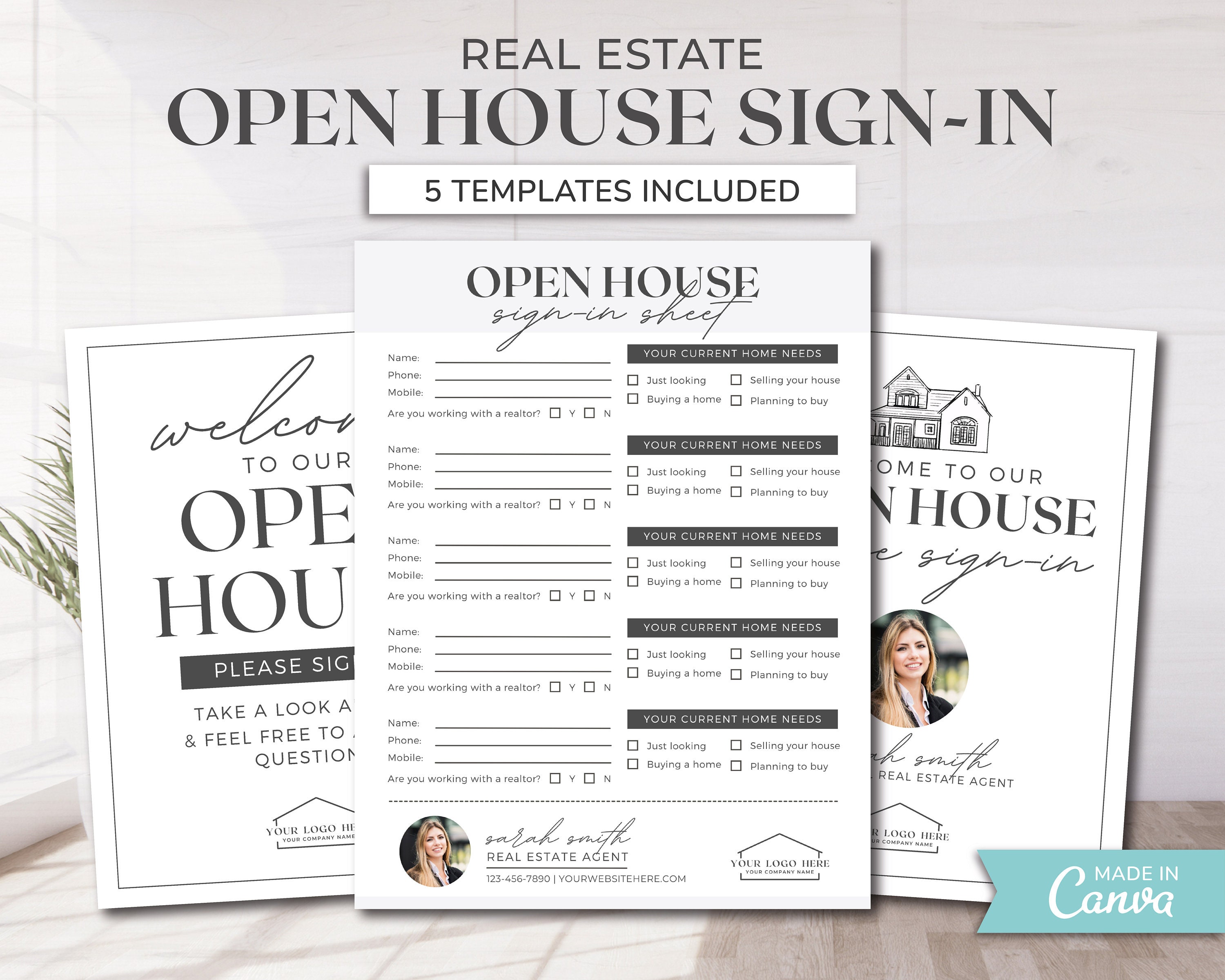 Open House Sign-in Sheet & Welcome Sign | Real Estate Marketing ...