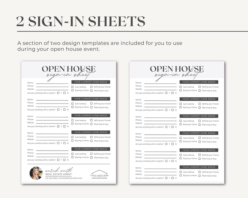 Open House Sign-in Sheet & Welcome Sign | Real Estate Marketing ...