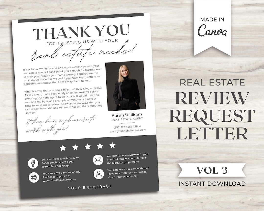 Real Estate Review Request | Real Estate Marketing | Real Estate Flyer ...