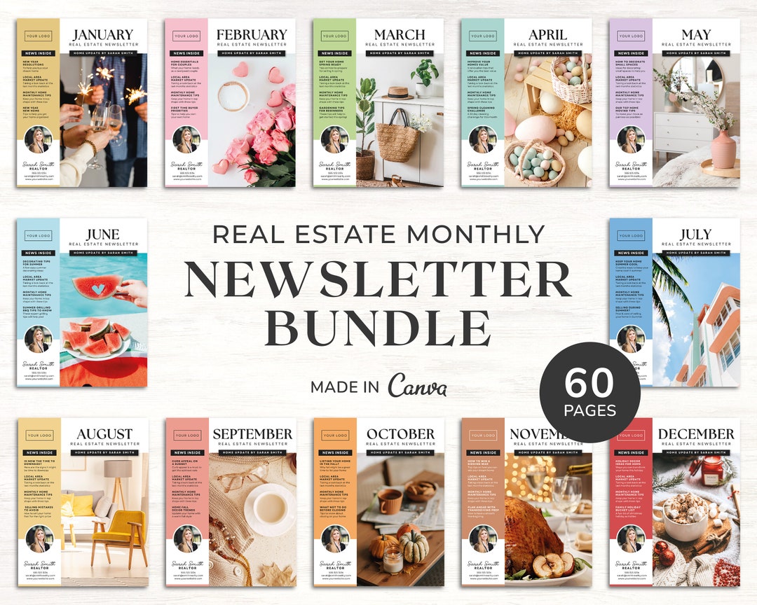 Real Estate Newsletter Bundle | Real Estate Marketing | 12 Month ...