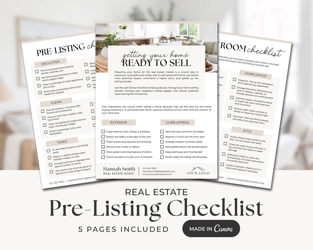 Real Estate Pre-listing Checklist | Pre-listing Seller Checklist ...