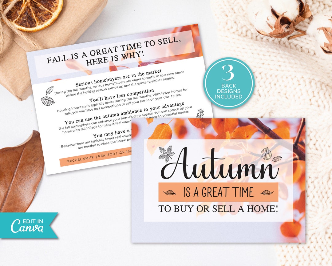 Real Estate Autumn Postcard | Real Estate Marketing | Real Estate Fall ...